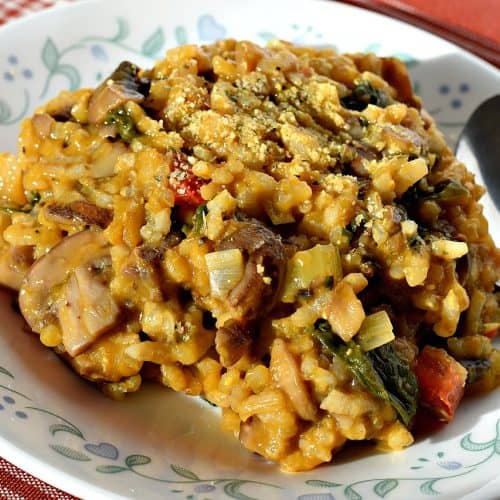Savory Fat Free Mushroom Risotto - Brand New Vegan