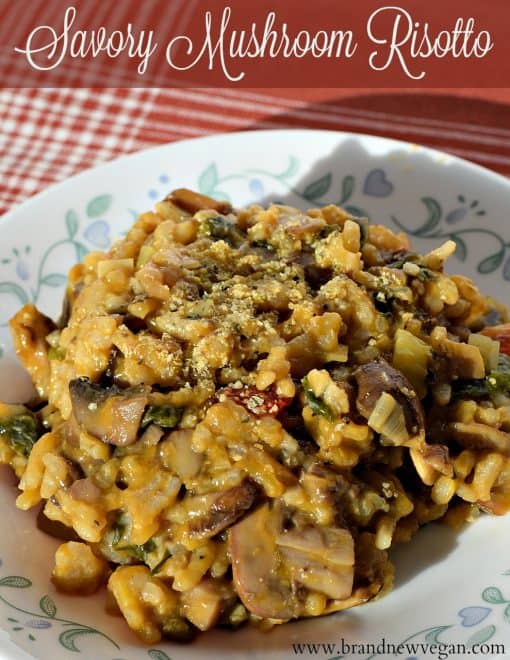 Savory Fat Free Mushroom Risotto - Brand New Vegan