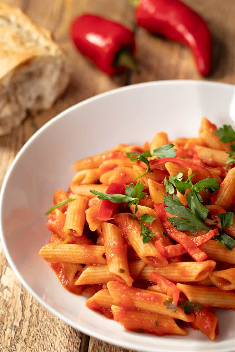 Korean Penne Arrabbiata - Brand New Vegan