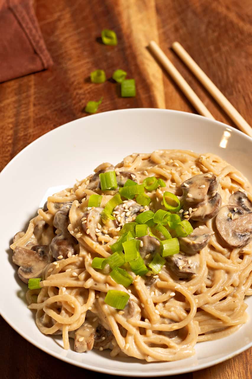 Creamy Garlic Miso Noodles - Brand New Vegan