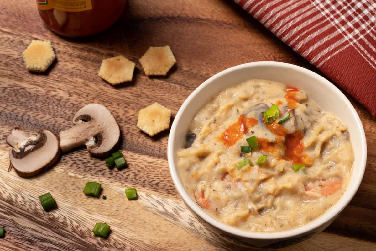Creamy Hash Brown Mushroom Chowder - Brand New Vegan
