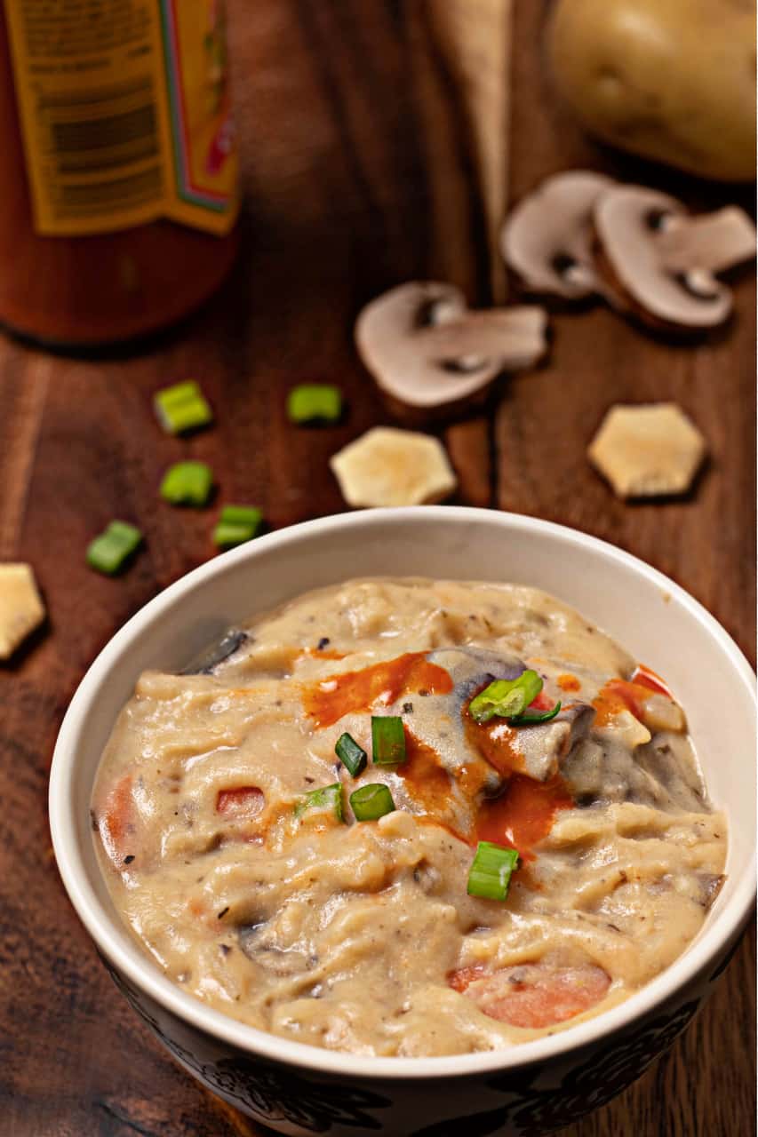 Creamy Hash Brown Mushroom Chowder - Brand New Vegan